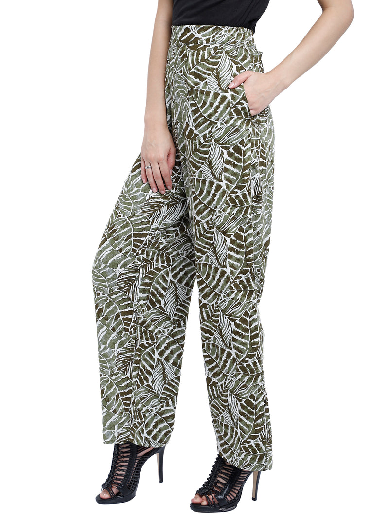Green tropical print palazzo pant – Aditi Wasan